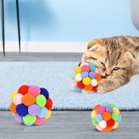 China Colorful Handmade Plush Bell Ball Cat Toys - 7 Color Interactive Planet Ball for Cats and Small Dogs with Built-in Bell for sale