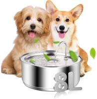 China Stainless Steel Automatic Pet Water Fountain with 3L/4L/8L Capacity Options and Ultra-Quiet Pump for Cats and Dogs for sale