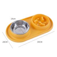 China Blue Slow Feeder Dog Bowl with Silicone Mat - Stainless Steel Pet Food Bowl with Spill-Proof Design for sale