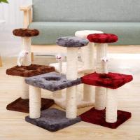 China Wooden Cat Tower Climbing Frame with Nest Multi-Level 3 Tier Cat Tree for Indoor Cats for sale