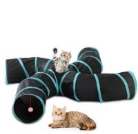 China 4-Way S Type Cat Tunnel 25cm Diameter x 63cm Length Collapsible Pet Play Toy with Bell for sale