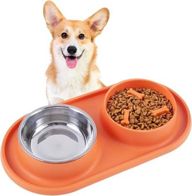 China Slow Feeder Dog Food Bowl with Non-Spill Design - Stainless Steel & Silicone Pet Bowl for Healthy Eating for sale
