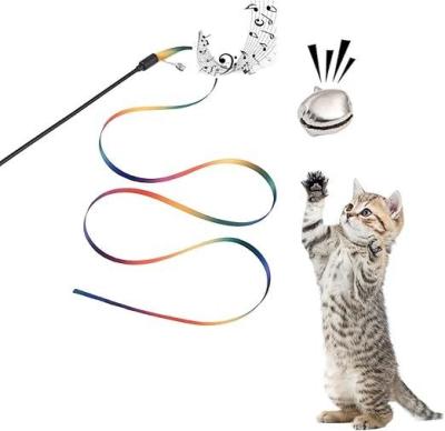 China Rainbow Rope Cat Teaser Stick - 60cm Interactive Toy for Cats & Kittens Exercise with Custom Color Options for sale