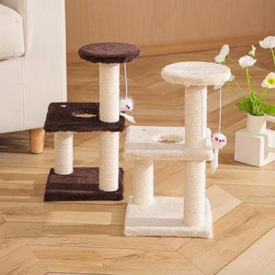 China Multi-Layer Cat Tower Jumping Toy Climbing Frame for Cats 60cm Sturdy Wood Sisal for sale