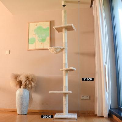 China Adjustable Height Floor to Ceiling Cat Tower with Cozy Hammock and Fun Play Function for sale