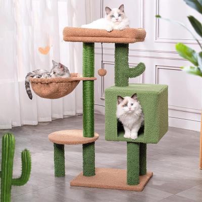 China Sustainable Cactus Cat Tree 30inch Tall Multi-Level Cat Tower with Cat Condo for sale