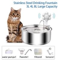 China Stainless Steel Pet Water Fountain 3L 4L 8L Ultra Quiet Pump for Cats Dogs for sale