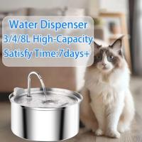 China Stainless Steel Pet Water Fountain 3L 4L 8L Ultra Quiet Pump Automatic Dispenser for Cats Dogs for sale