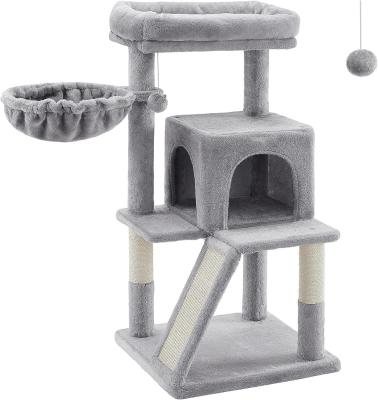 China Multi-Level Cat Tower with Sisal Scratching Posts and Soft Perch for Indoor Cats 150cm for sale