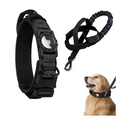 China Personalized GPS Tracker Air Tag Dog Collar Adjustable Nylon Heavy Duty 3.8cm Wide Sizes M L XL for sale