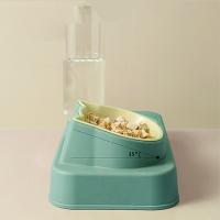 China 15 Degree Tilt Cat Bowl Feeder 2 in 1 ABS Plastic Pet Feeding Bowl with 500ml Automatic Water Dispenser for sale