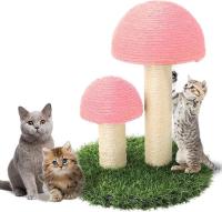 China Double Mushroom Cat Scratching Post Natural Sisal Rope Cat Tree Tower Indoor Cat Scratcher Toy 18.9in for sale