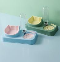China Automatic Water Feeder Double Bowl Cat Food Bowl with 500ml Water Dispenser for Dogs Cats for sale