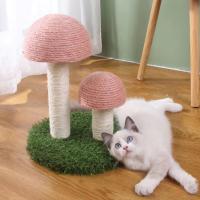 China Indoor Kitten Climbing Post Sustainable Mushroom Cat Scratching Post with Interactive Toy for sale
