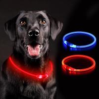 China USB Rechargeable LED Glow Dog Collar 70cm Waterproof 3 Flashing Modes Custom Logo for sale