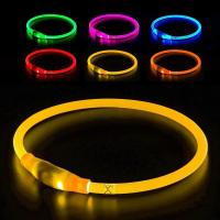 China USB Rechargeable LED Glow Dog Collar 70cm Waterproof 3 Flashing Modes Custom Logo for sale