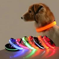 China Custom Nylon LED Flashing Dog Collar Leash Night Safety Glow Dark Pet Accessories 28-60cm for sale