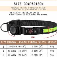China Waterproof LED AirTag Dog Collar with Night Lights - 2.5cm Width, 20-60cm Length Options for Pet Safety for sale