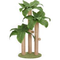 China 80cm Natural Sisal Cat Tree with 3 Pillars and Hanging Ball for Indoor Cats for sale