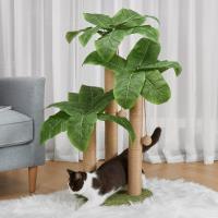 China 80cm Natural Sisal Cat Tree with 3 Pillars and Hanging Ball for Indoor Cats for sale