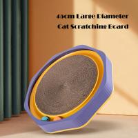 China Wood Cat Scratcher Cardboard Oval Corrugated Scratch Lounge Bed Durable Cat Training Toy 45x30cm for sale