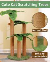China 80cm Natural Sisal Cat Tree with 3 Pillars and Hanging Ball for Indoor Cats for sale