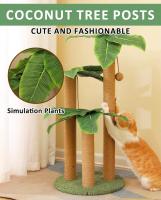 China 80cm Natural Sisal Cat Tree with 3 Pillars and Hanging Ball for Indoor Cats for sale