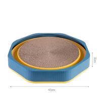 China Wood Cat Scratcher Cardboard Oval Corrugated Scratch Lounge Bed Durable Cat Training Toy 45x30cm for sale