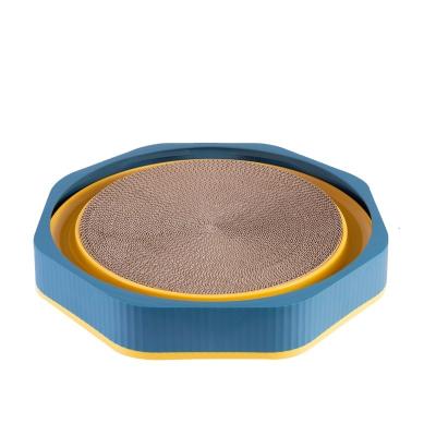 China Cat Corrugated Scratcher Board with Ball Toy 60x30cm Indoor Pet Scratching Pad for sale