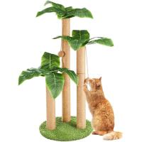 China 31.5 Inch Sisal Cat Scratching Post with 3 Scratching Poles and 2 Dangling Balls for Indoor Cats for sale