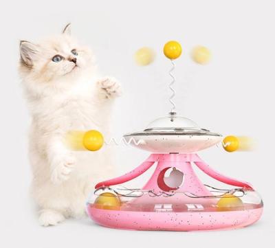 China Interactive Cat Turntable Toy with Food Dispensing 9.8in Base for Physical Exercise for sale