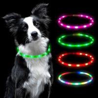 China USB Rechargeable LED Dog Collar with 12 Bright Beads, 70cm Adjustable Length, IPX6 Waterproof Pet Safety Light for sale