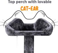 China Custom Luxury Dark Grey Plush Wood Multi-Storey Cat Villa with Climbing Tree - E1 Standard Wood & SGS Certified Materials for sale