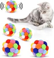 China Fluffy Plush Cat Ball Toys Interactive Chirping Balls Kicker Toys with Custom Logo 7cm for sale