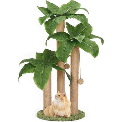 China Cat Coconut Palm Tree Climbing Frame with Natural Sisal Scratch Pole - 15.75