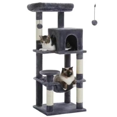 China Indoor Cat Tree Furniture Activity Center with Scratching Posts and Dangling Ball - Multi-Level Pet House with SISAL & Wood Construction for sale