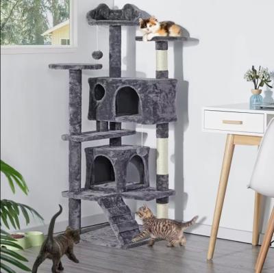 China Large Cat Tree House Condo with Sisal Rope for Scratching Sleeping Playing Indoor Use for sale