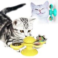 China TPR Wall Mounted Suction Cup Cat Toy with Built-in Catnip Interactive Puzzle for Cats 10cm for sale