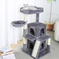 China Fun Play Function Customized Logo Eco-Friendly Wood Grey SISAL Cat Tower for Indoor Cats for sale