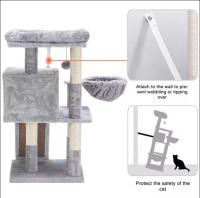 China Fun Play Function Customized Logo Eco-Friendly Wood Grey SISAL Cat Tower for Indoor Cats for sale