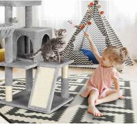 China Fun Play Function Customized Logo Eco-Friendly Wood Grey SISAL Cat Tower for Indoor Cats for sale