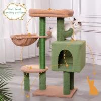 China Cactus Cat Scratching House Small Green Cat Tree with Sisal Post for Indoor Kittens for sale