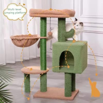 China Cactus Cat Scratching House Small Green Cat Tree with Sisal Post for Indoor Kittens for sale