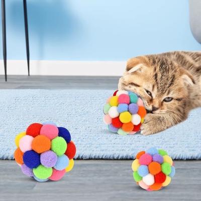 China 4cm Cute Plush Balls Faux Feather Bell Cat Chew Toy Sustainable ABS PC Material for sale