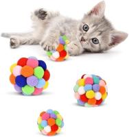 China 4cm Cute Plush Balls Faux Feather Bell Cat Chew Toy Sustainable ABS PC Material for sale