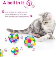 China 4cm Cute Plush Balls Faux Feather Bell Cat Chew Toy Sustainable ABS PC Material for sale