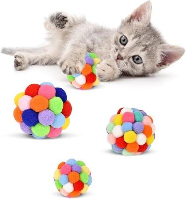 China Handmade Plush Cat Ball Toy with Bell Catnip Interactive Bouncy Ball for Cats Small Dogs 7 Colors for sale