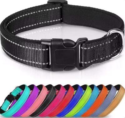 China Custom Reflective Neoprene Nylon Dog Collar Adjustable 28-60cm Neck for Small Dogs for sale