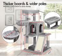 China Light Gray Cat Tree with Toy Cat Tower Condo House Padded Plush Perch Sisal Scratching Posts 2 Door Cave for sale
