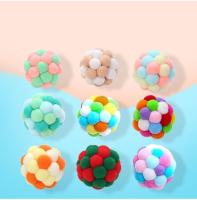 China Handmade Plush Cat Ball Toy with Bell Catnip Interactive Bouncy Ball for Cats Small Dogs 7 Colors for sale